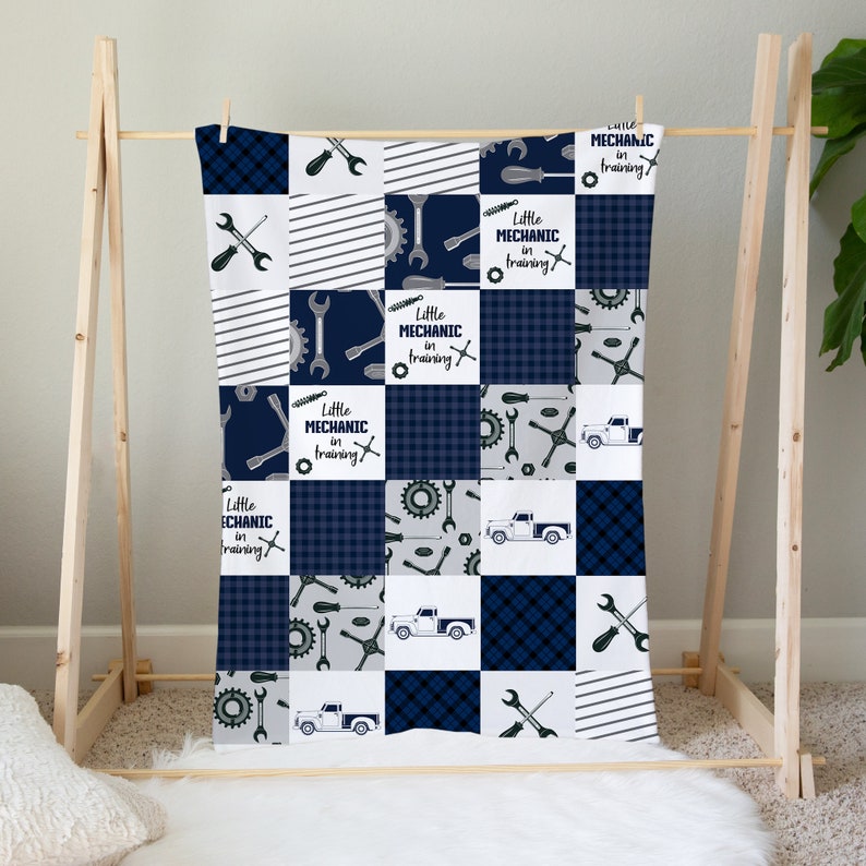 Blue Mechanic Baby Blanket Baby Boy Blanket Mechanic Crib - Etsy