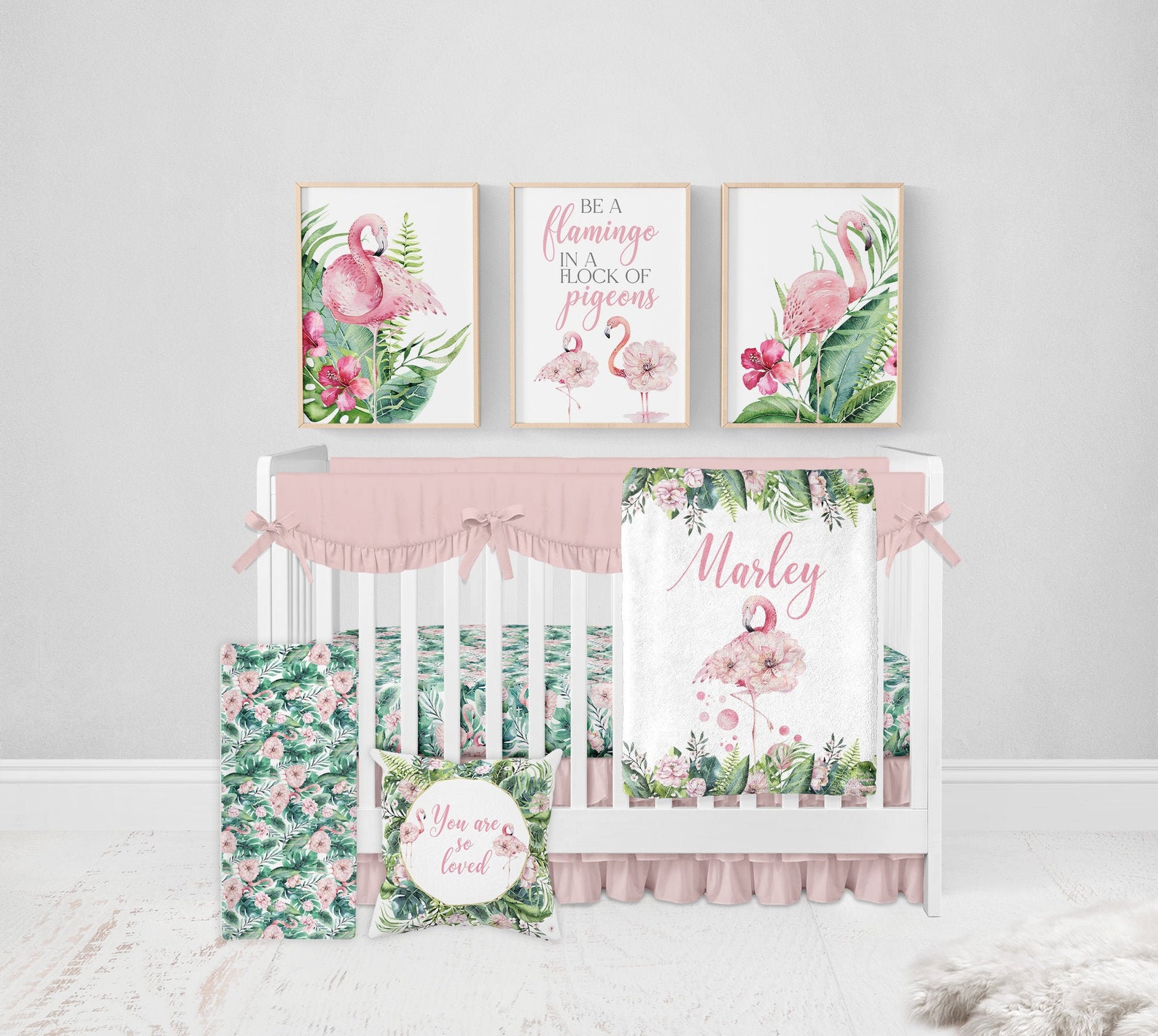 Flamingo Crib Bedding Set Flamingo Nursery Baby Girl Crib - Etsy