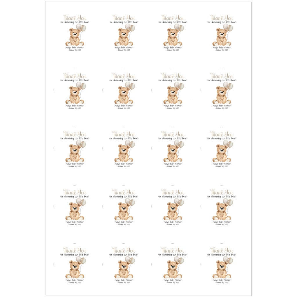 Teddy Bear Baby Shower Favor Labels, Bear Baby Shower Stickers, Teddy ...