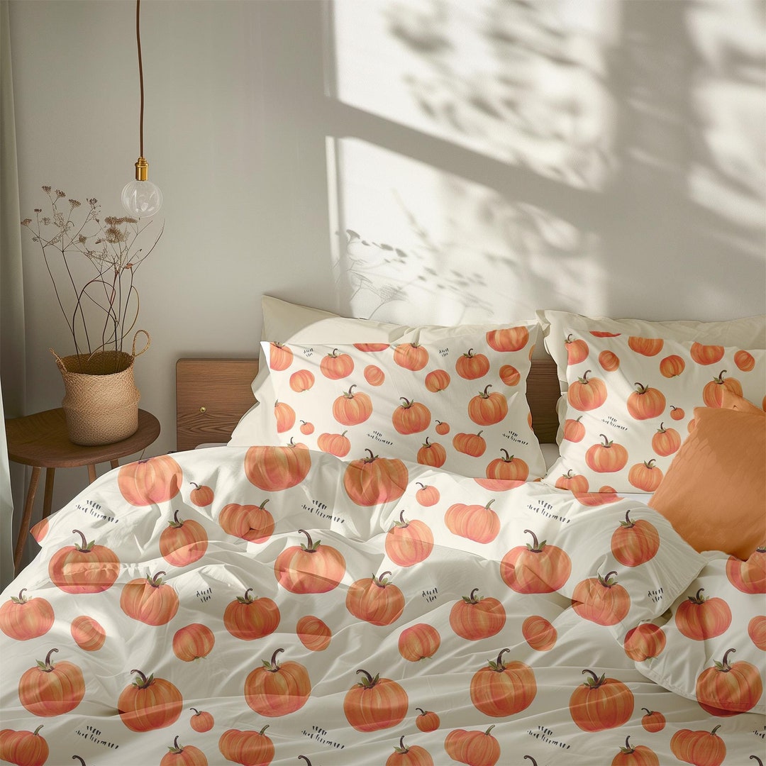 Pumpkin Duvet Cover Set, Pumpkin Bedding Set, Halloween Bedding Set ...