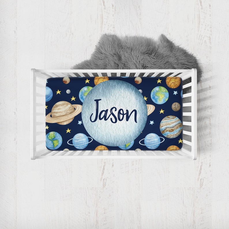 Space Crib Bedding Set, Space Nursery, Baby Boy Crib Bedding, Space ...