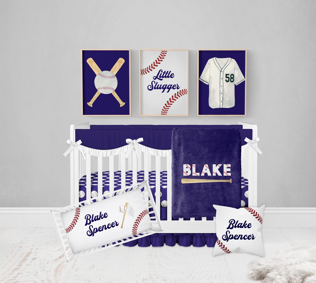 Baseball Crib Bedding Set, Boy Crib Bedding, Personalized Baseball Crib ...