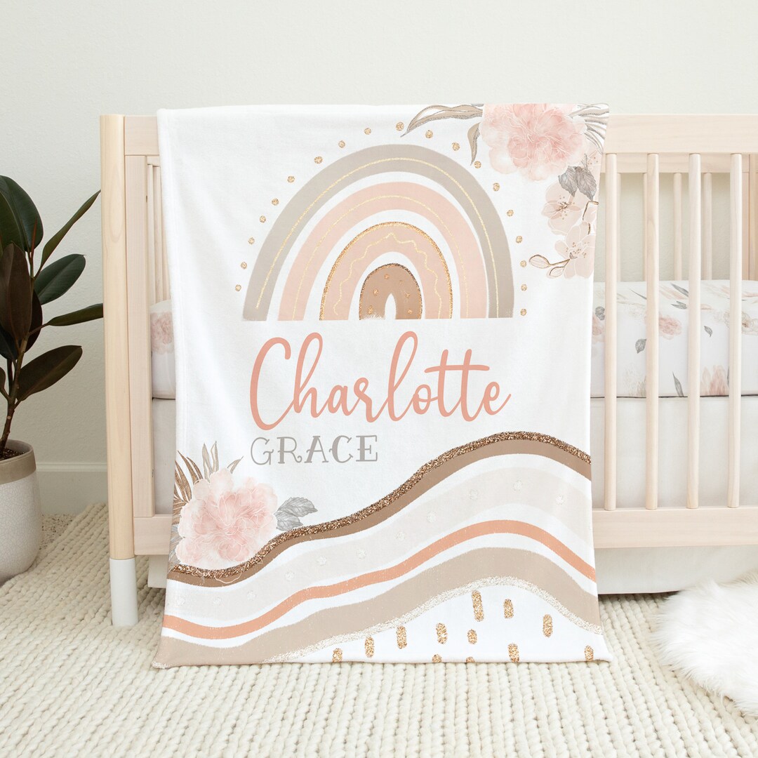 Personalized Rainbow Baby Blanket, Baby Girl Blanket, Baby Shower Gift ...
