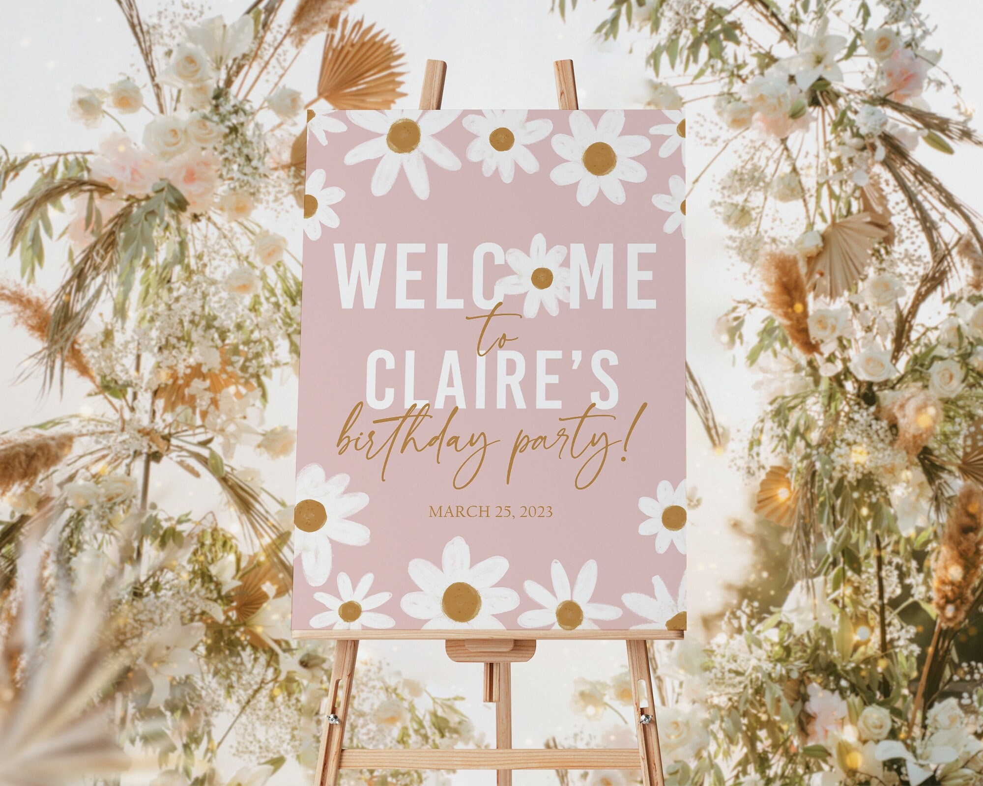 Daisy Birthday Sign Retro Daisy Birthday Welcome Sign Daisy - Etsy
