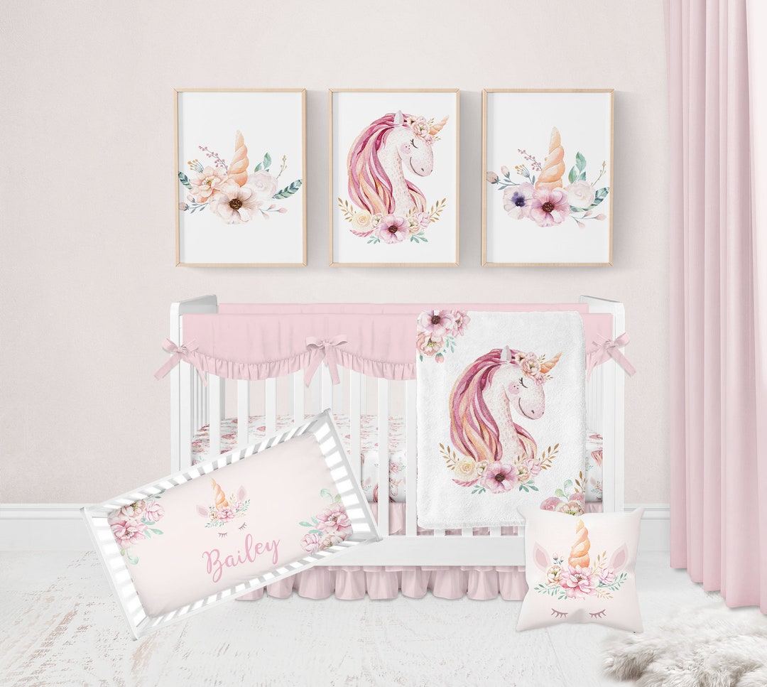 Unicorn Crib Bedding Set, Baby Girl Crib Bedding, Unicorn Nursery ...