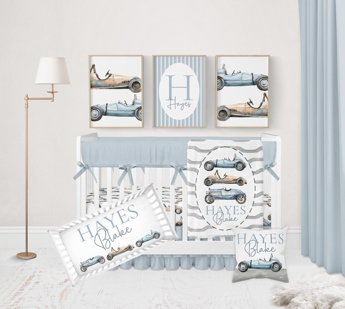 Car Crib Bedding Set Boy, Baby Boy Bedding, Boy Nursery Bedding Set ...