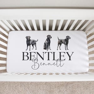 Baby Boy Crib Bedding Set, Black Lab Crib Sheets Boy, Dog Baby Bedding ...