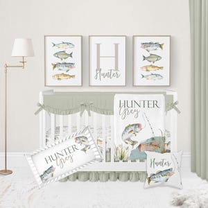 Fishing Crib Sheet, Fishing Crib Bedding Boy, Personalized Baby Bedding ...