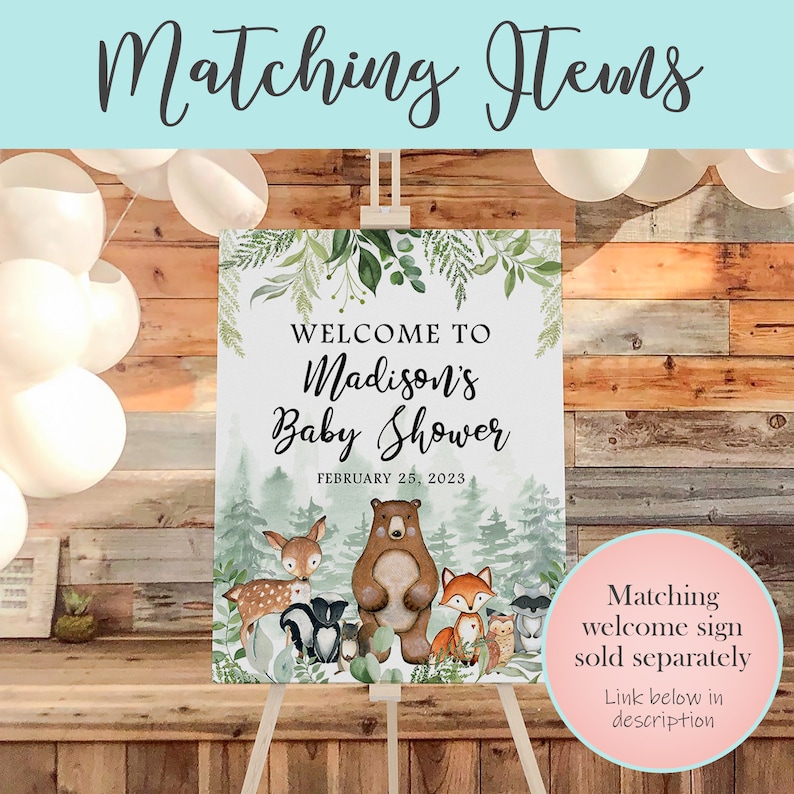 Woodland Baby Shower Bingo Cards Baby Bingo Game Woodland - Etsy