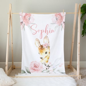 Fawn Crib Bedding Set, Baby Girl Crib Bedding, Pink Floral Crib Bedding ...