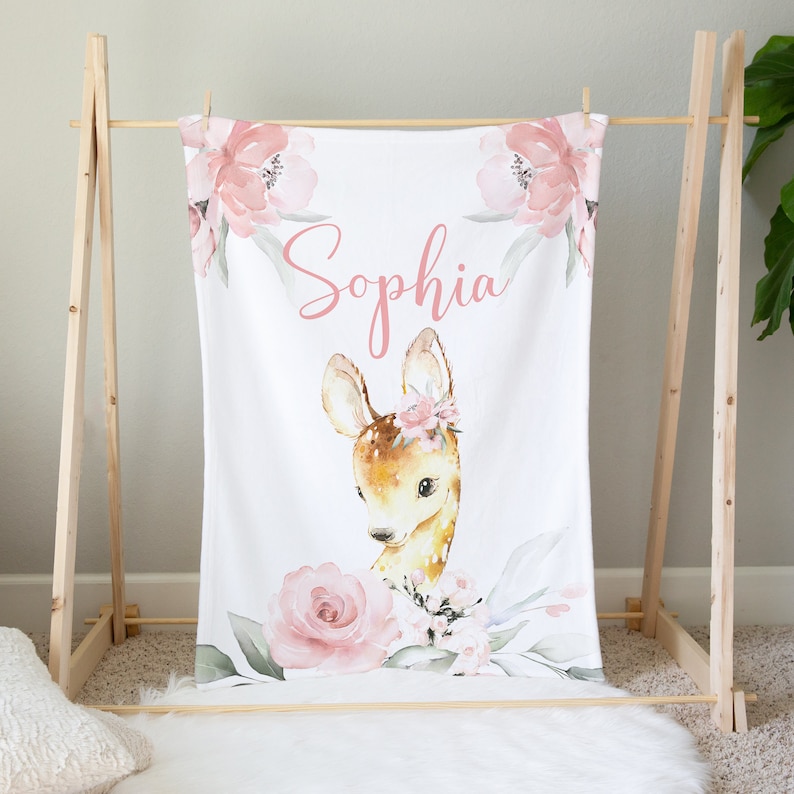 Fawn Crib Bedding Set, Baby Girl Crib Bedding, Pink Floral Crib Bedding ...