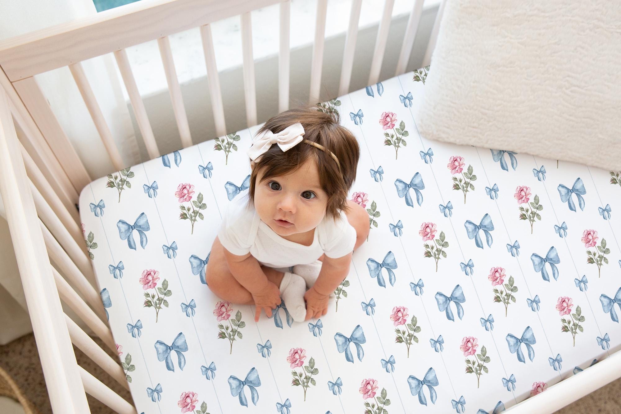 Baby Girl Crib Bedding Set, Pink Floral Crib Bedding, Coquette Baby ...