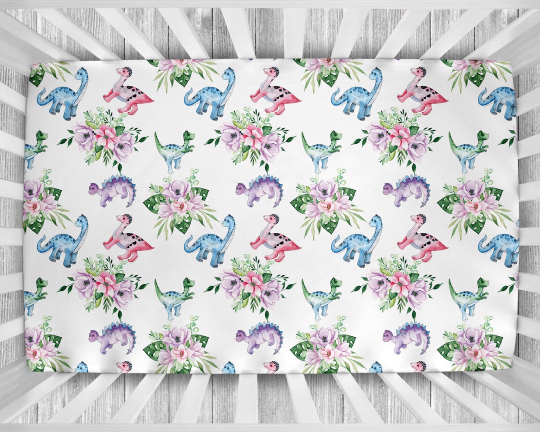 Dinosaur Crib Sheet, Crib Sheets Girl, Baby Girl Dinosaur Crib Bedding ...