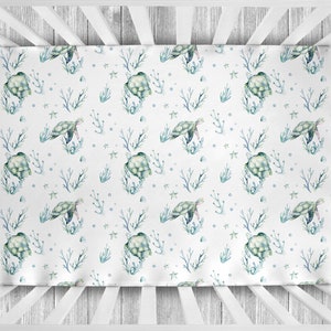 Ocean Crib Sheet, Sea Turtle Crib Sheet, Crib Sheets Boy, Sea Turtle ...
