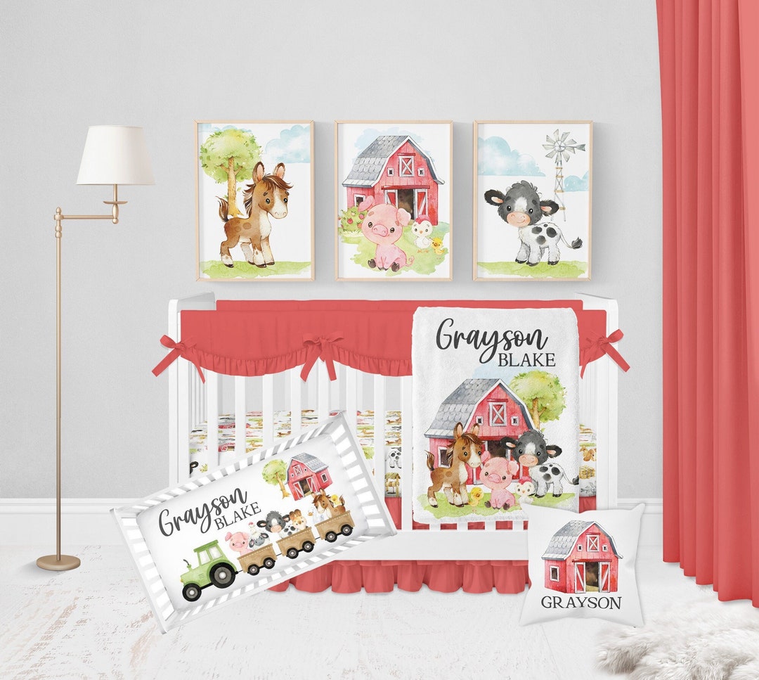 Farm Crib Bedding Set Boy, Baby Boy Bedding Crib Sets, Farm Nursery ...