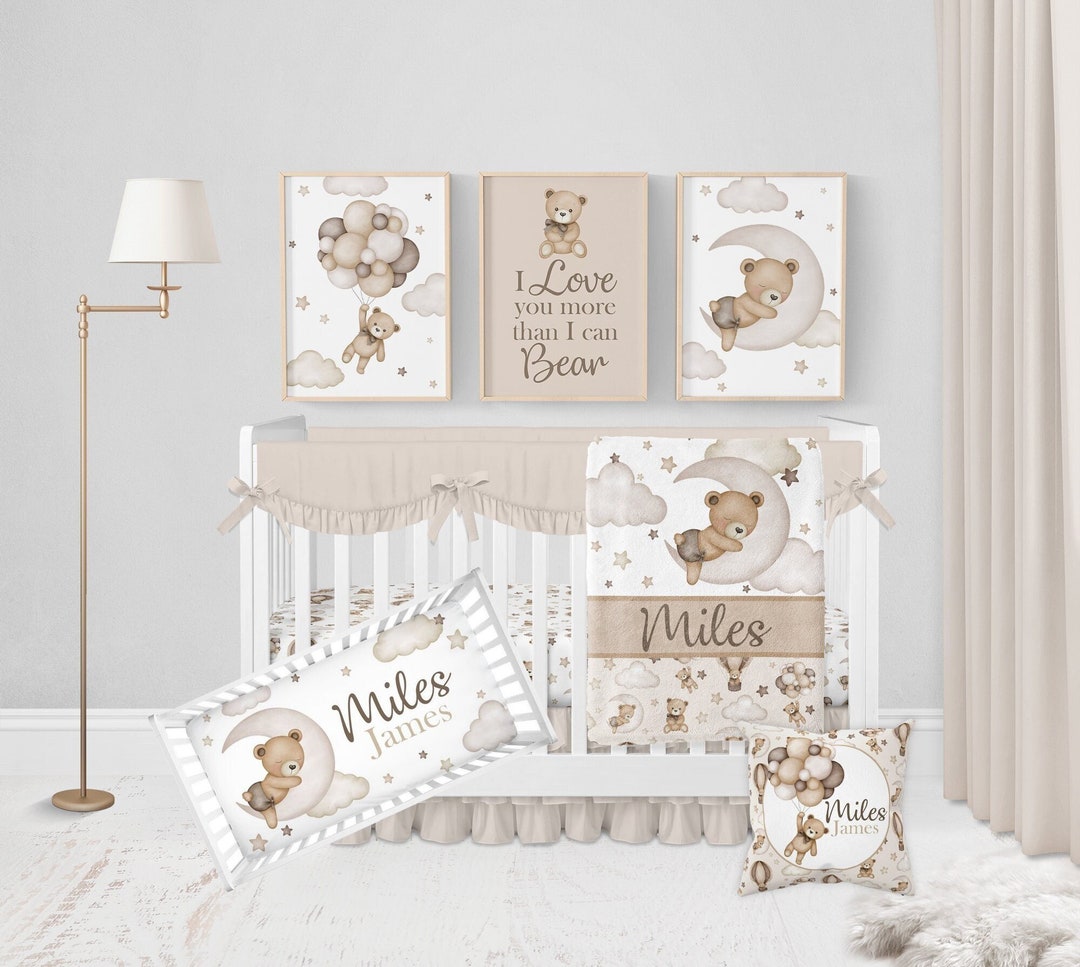 Teddy Bear Crib Bedding Set Boy, Baby Boy Crib Bedding, Neutral Teddy ...