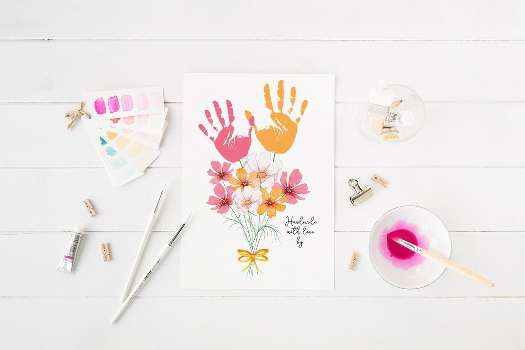 Flower Handprint Craft Art, Mothers Day Crafts for Kids Printable ...