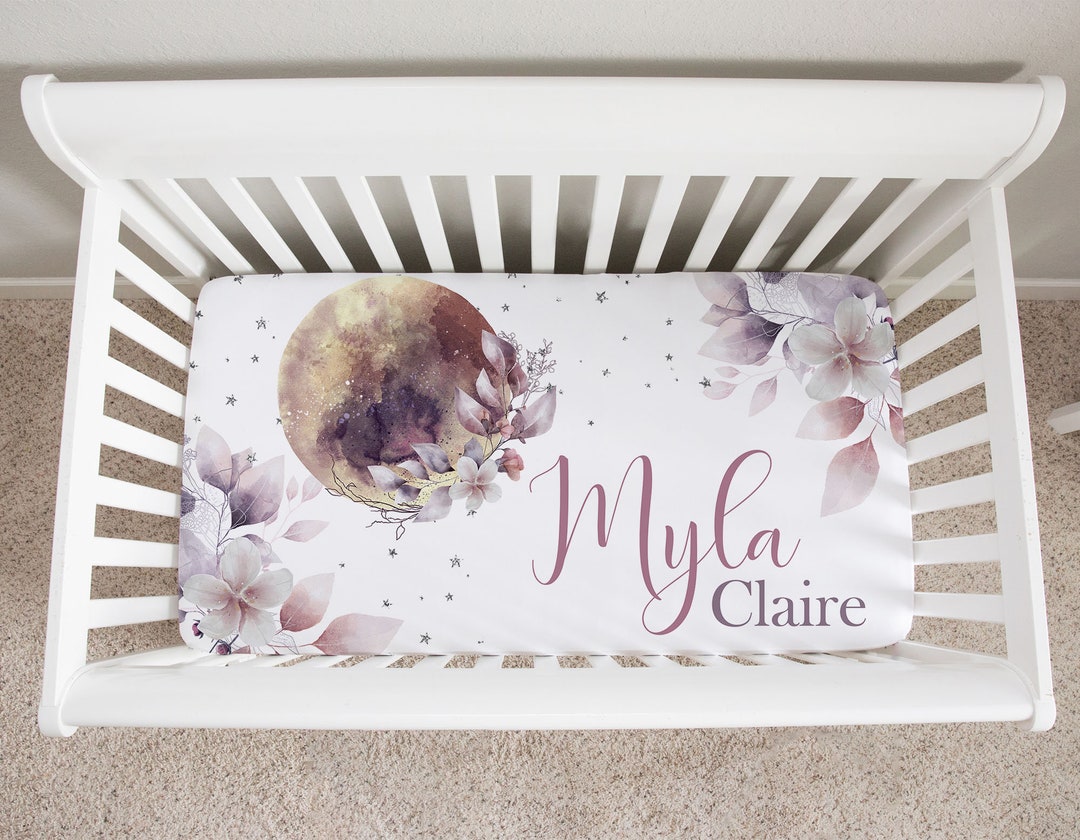 Personalized Moon Crib Sheet, Crib Sheets Girl, Moon Crib Bedding, Moon ...