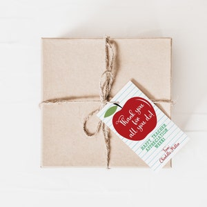 Apple Teacher Appreciation Tags, Thank You Gift Tags Printable ...