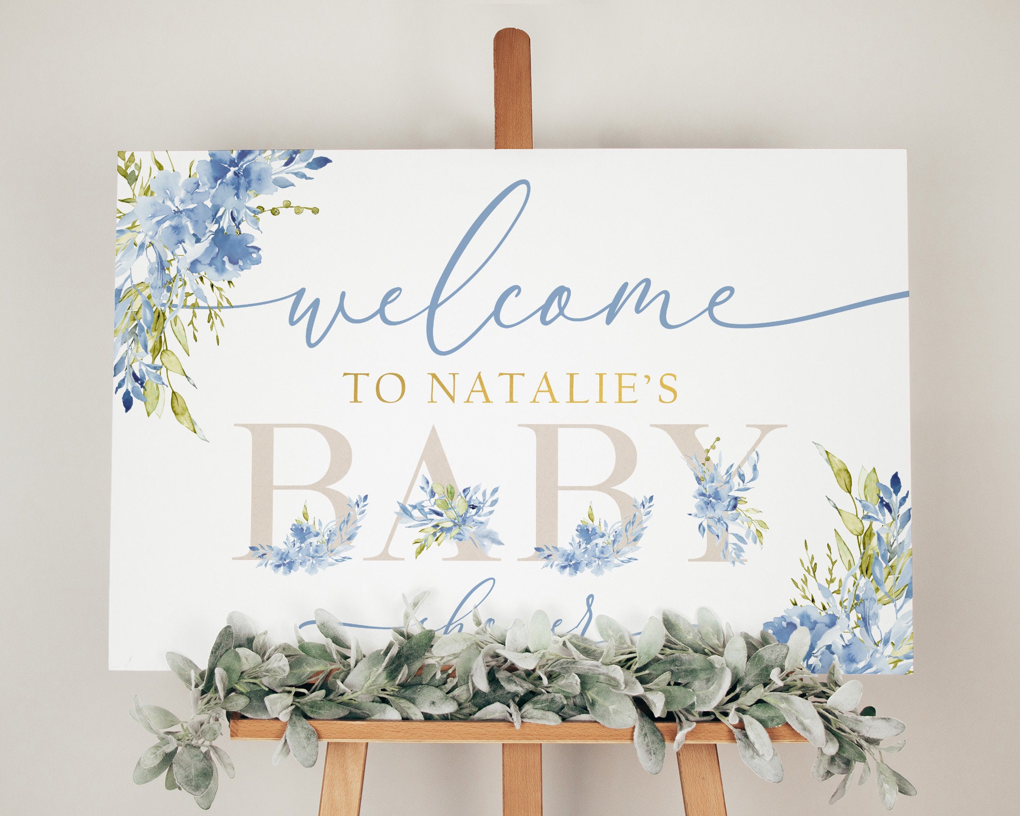 Boy Baby Shower Welcome Sign Blue Baby Shower Sign Boy Blue - Etsy