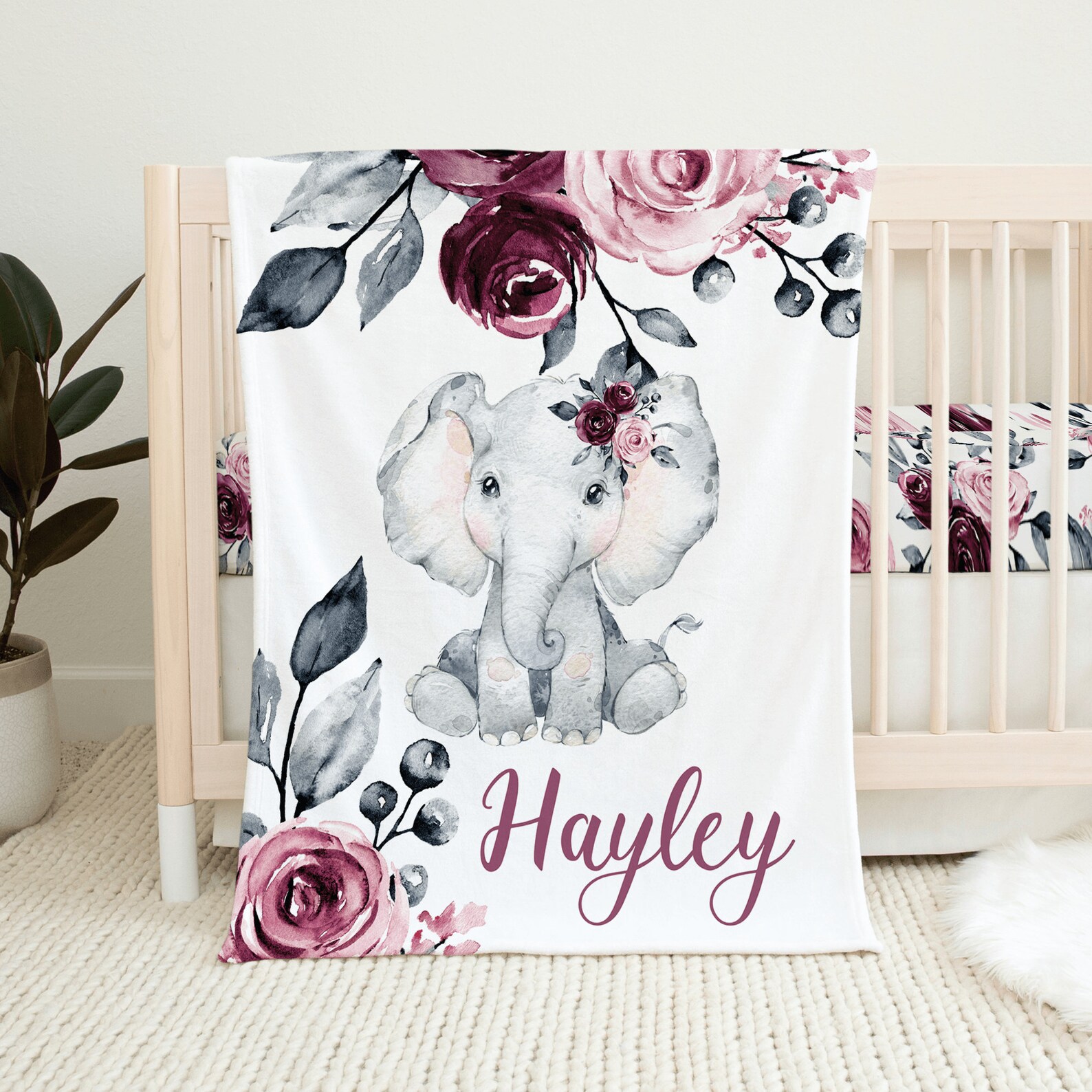 Elephant Crib Bedding Set, Baby Girl Crib Bedding Set, Elephant Nursery ...