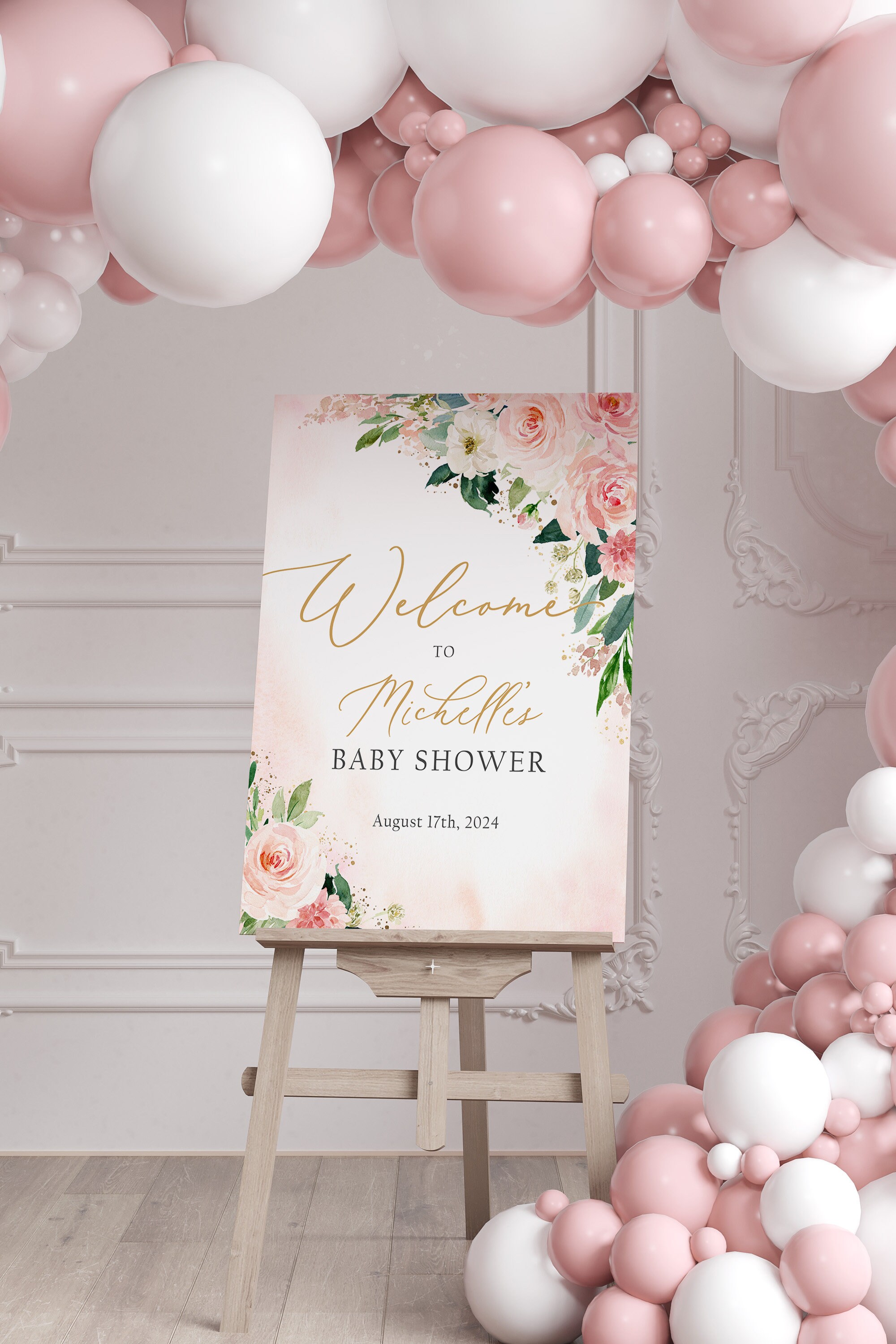 Floral Baby Shower Sign Girl, Floral Baby Shower Welcome Sign, Girl ...