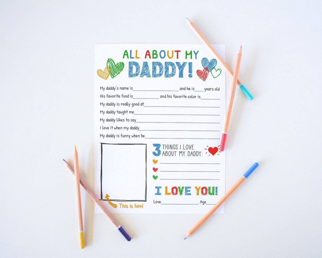 All About My Daddy Printable, Fathers Day Gift From Kids, Daddy ...