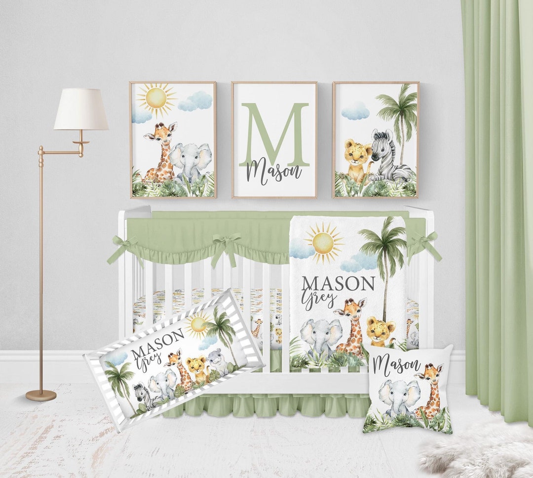 Safari Crib Bedding Set, Safari Nursery Bedding Set, Baby Boy Crib ...