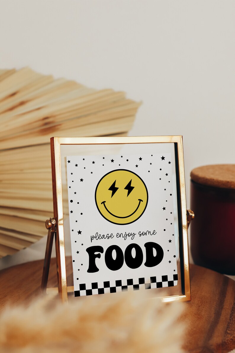 Smile Face Food Party Sign, One Happy Dude Birthday Sign, One Cool Dude ...