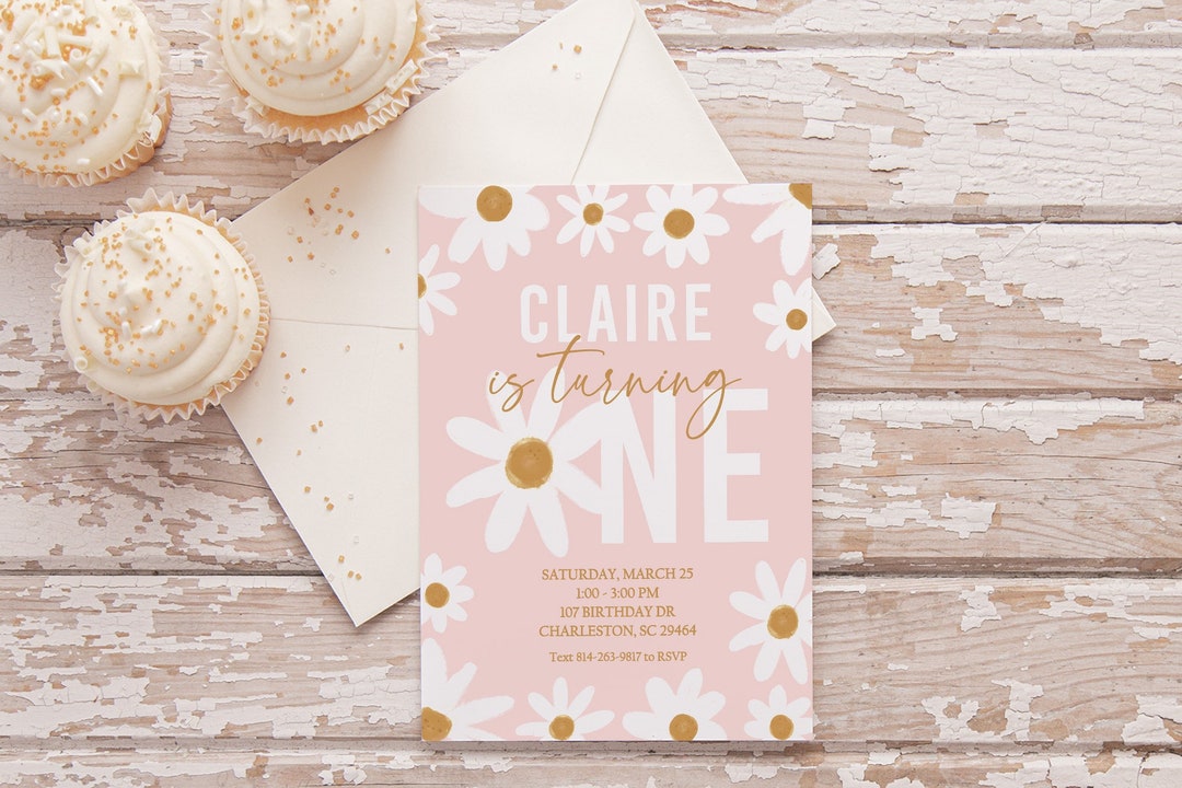 Daisy Birthday Invitation Editable, Daisy 1st Birthday Invite Digital ...
