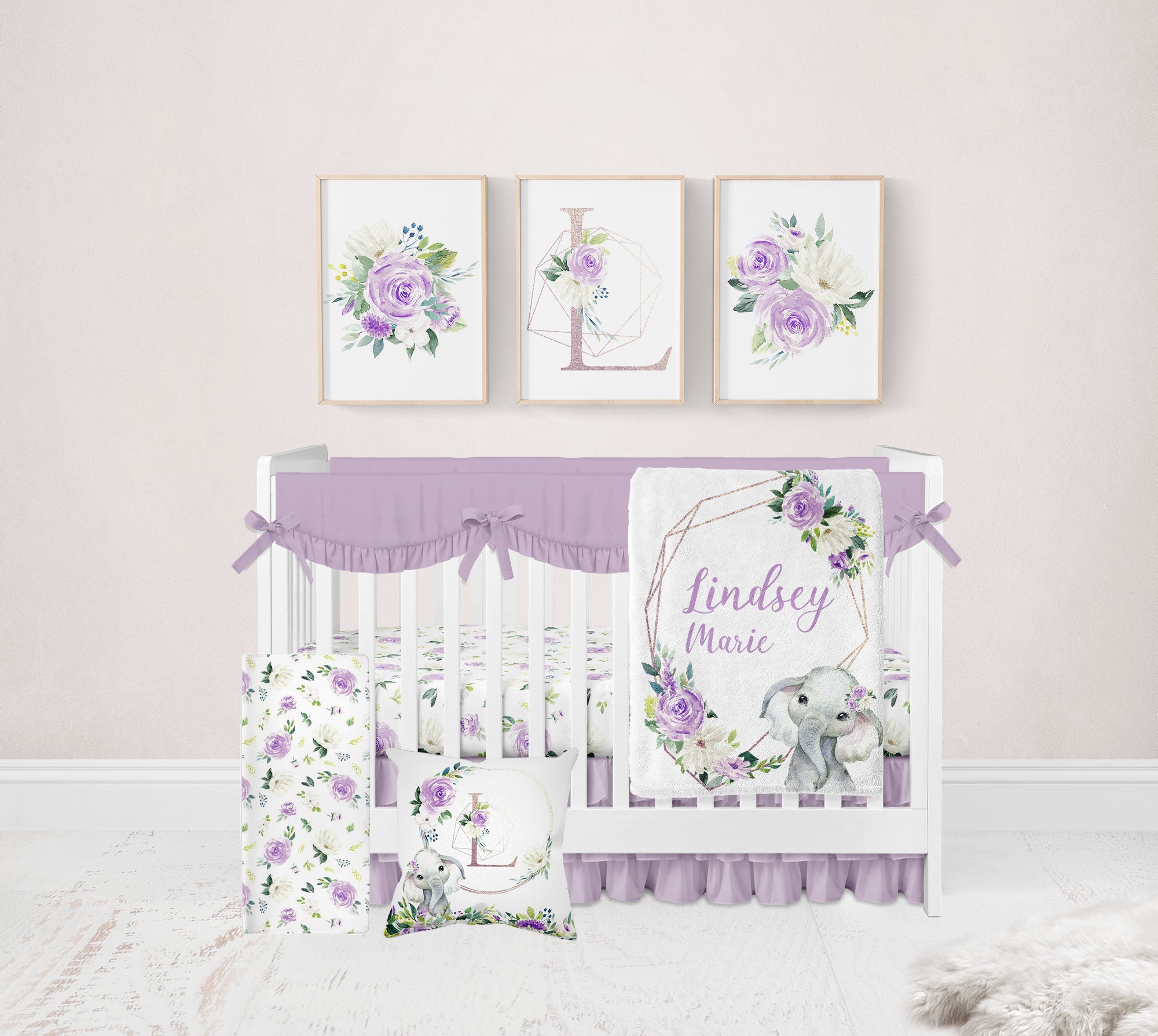 Purple Floral Nursery Decor Girl Nursery Prints Floral Girl - Etsy