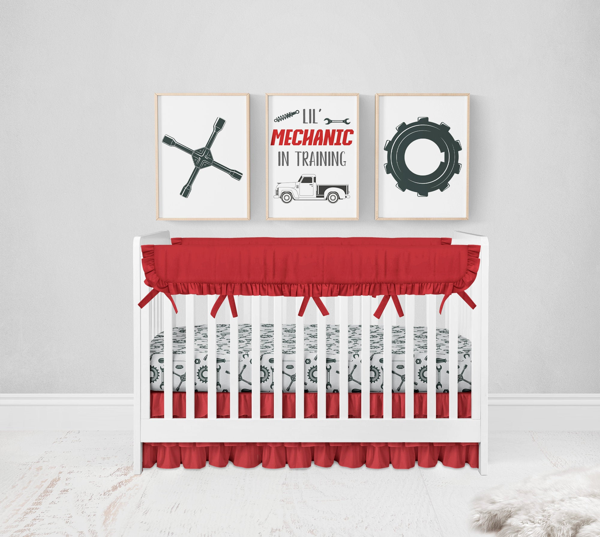 Mechanic Nursery Prints Red Mechanic Nursery Decor Set of 3 | Etsy