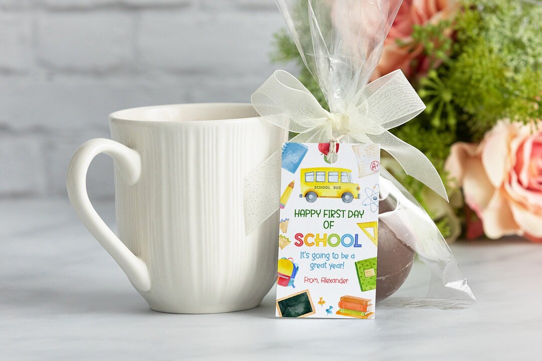 Happy First Day of School Tag, Printable Back to School Label, Kids ...
