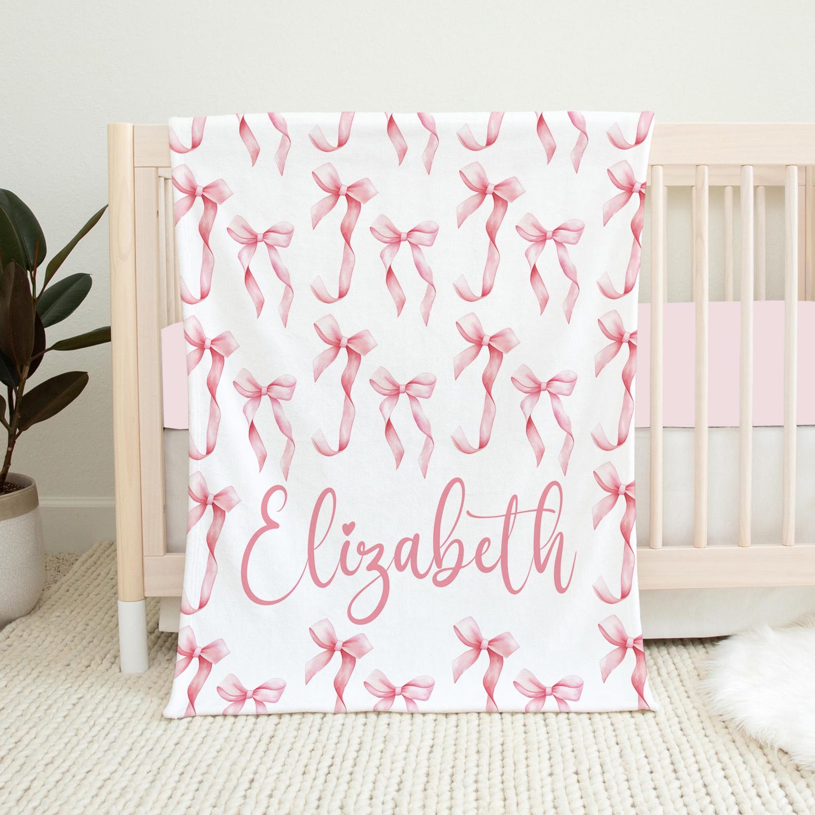 Pink Bow Crib Bedding Set Girl, Baby Girl Crib Bedding, Baby Bedding ...