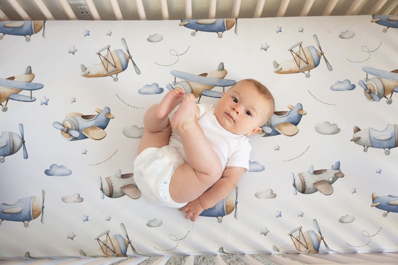 Airplane Crib Bedding Set Boy, Baby Boy Crib Bedding Sets, Baby Boy ...