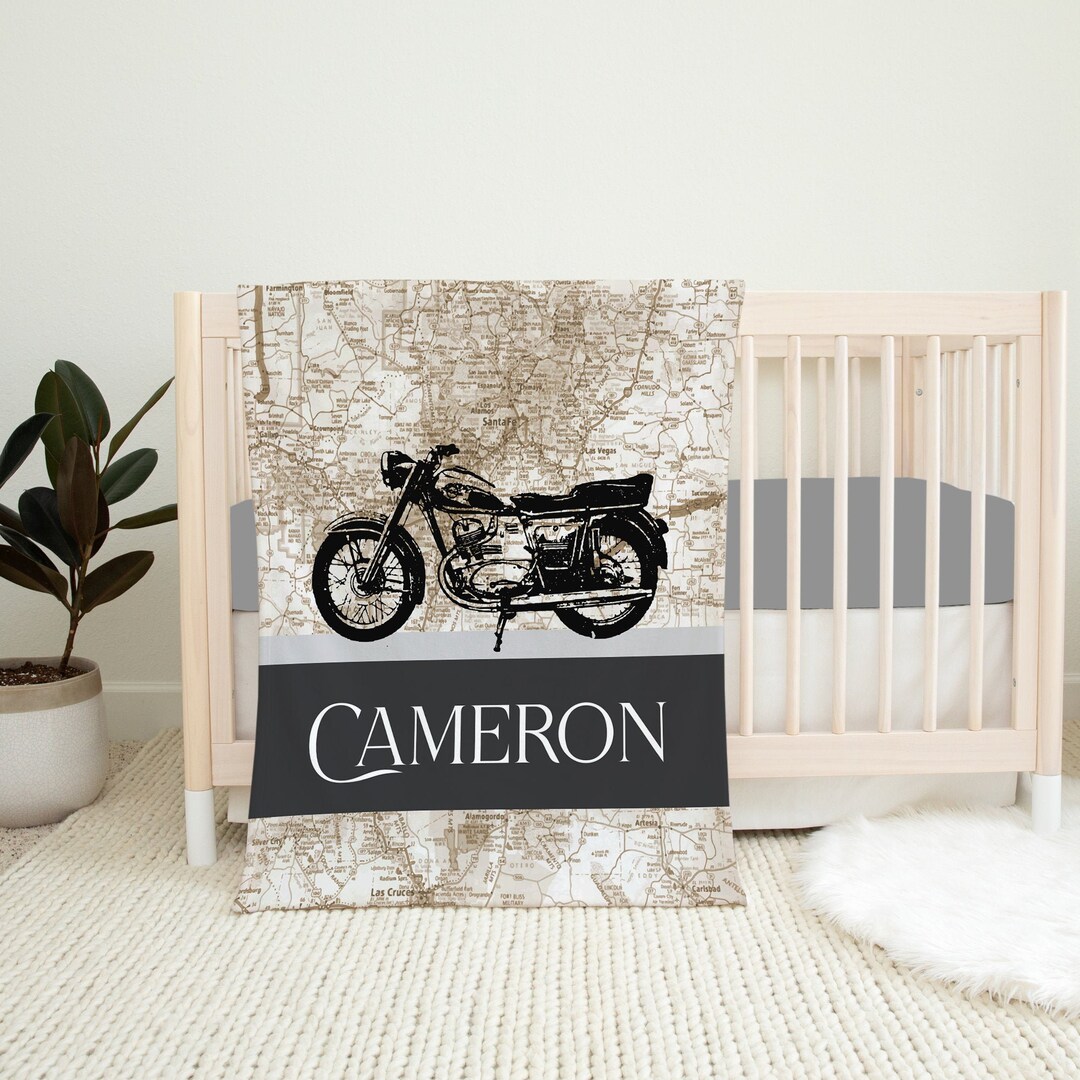 Personalized Motorcycle Blanket, Motorcycle Baby Blanket, Baby Shower ...