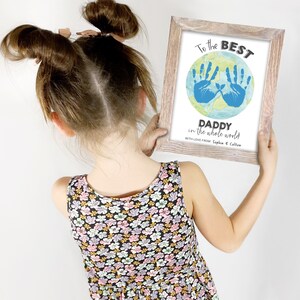 Fathers Day Handprint Art for Dad, Worlds Best Dad Print, Handprint ...