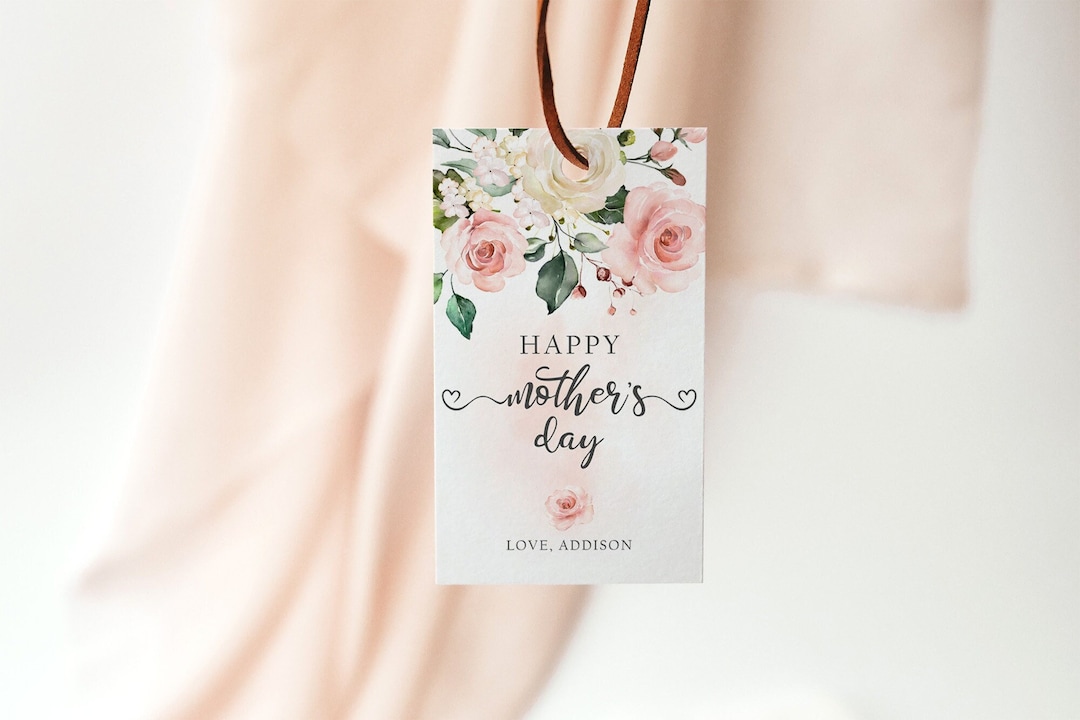Happy Mother's Day Tag, Pink Floral Mother's Day Gift Tags, Editable ...