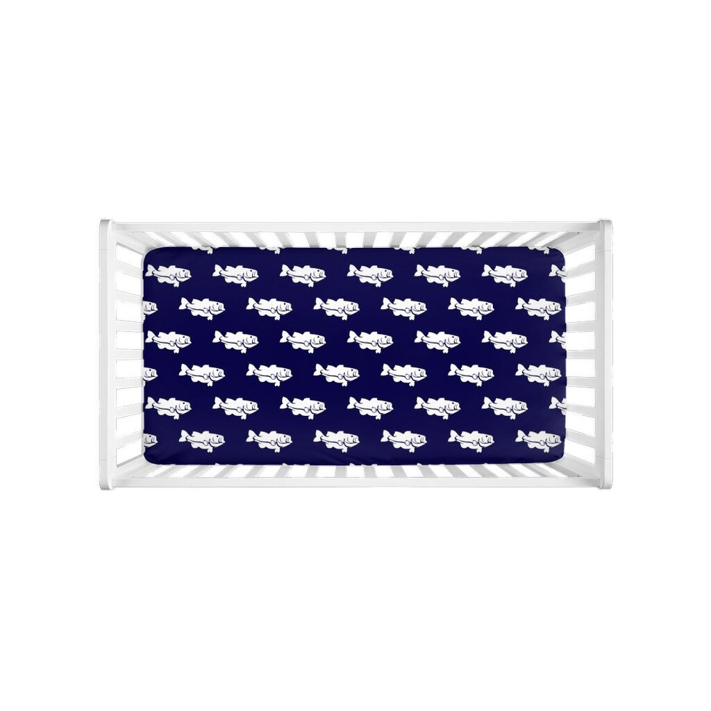 Fish Crib Sheet Fishing Baby Nursery Boy Crib Sheet Navy - Etsy