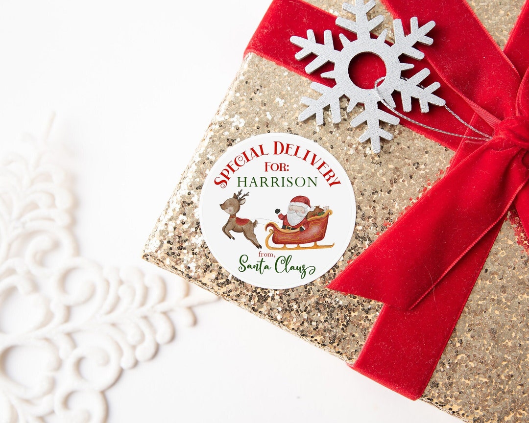 Personalized Special Delivery From Santa Stickers, Christmas Gift ...