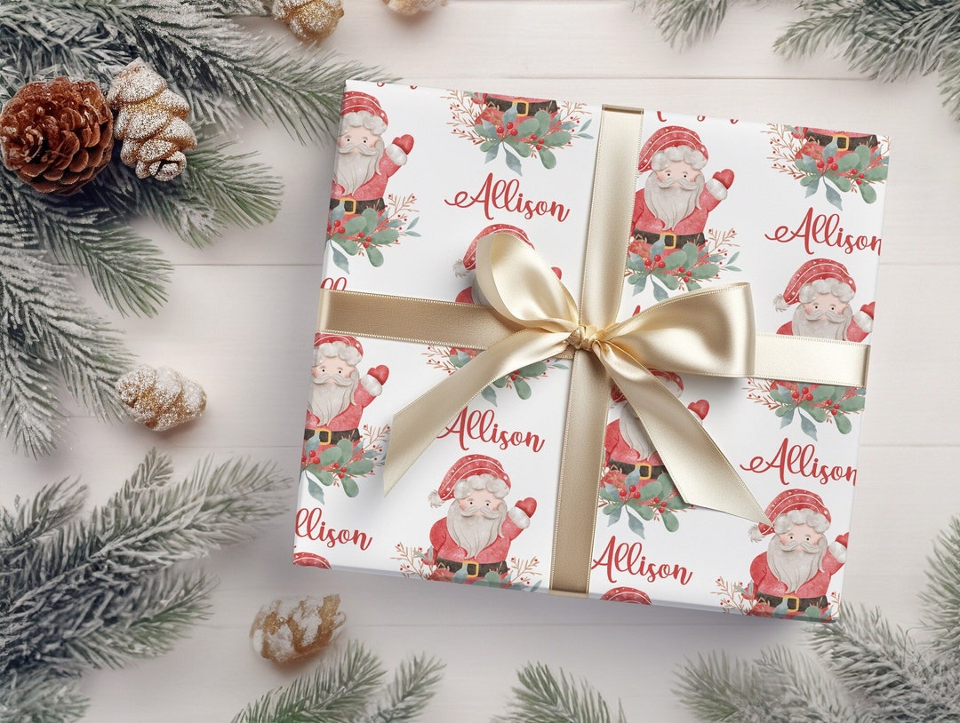 Personalized Santa Wrapping Paper, Custom Santa Christmas Wrapping ...