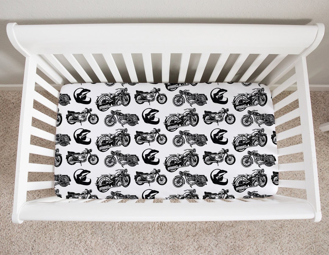 Motorcycle Crib Sheet, Motorcycle Crib Bedding, Motorcycle Nursery ...