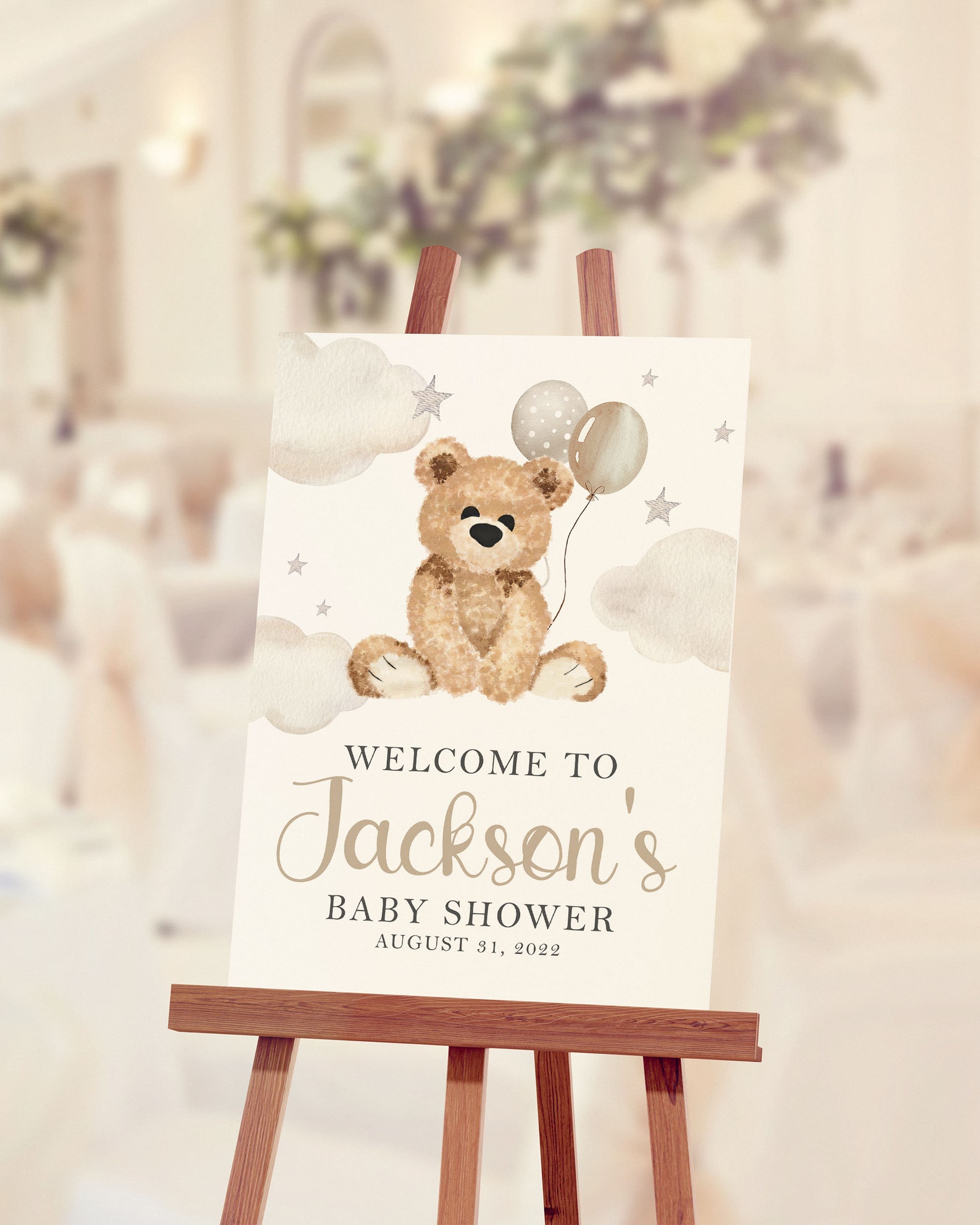 Teddy Bear Baby Shower Sign, Baby Shower Welcome Sign, Baby Boy Shower ...