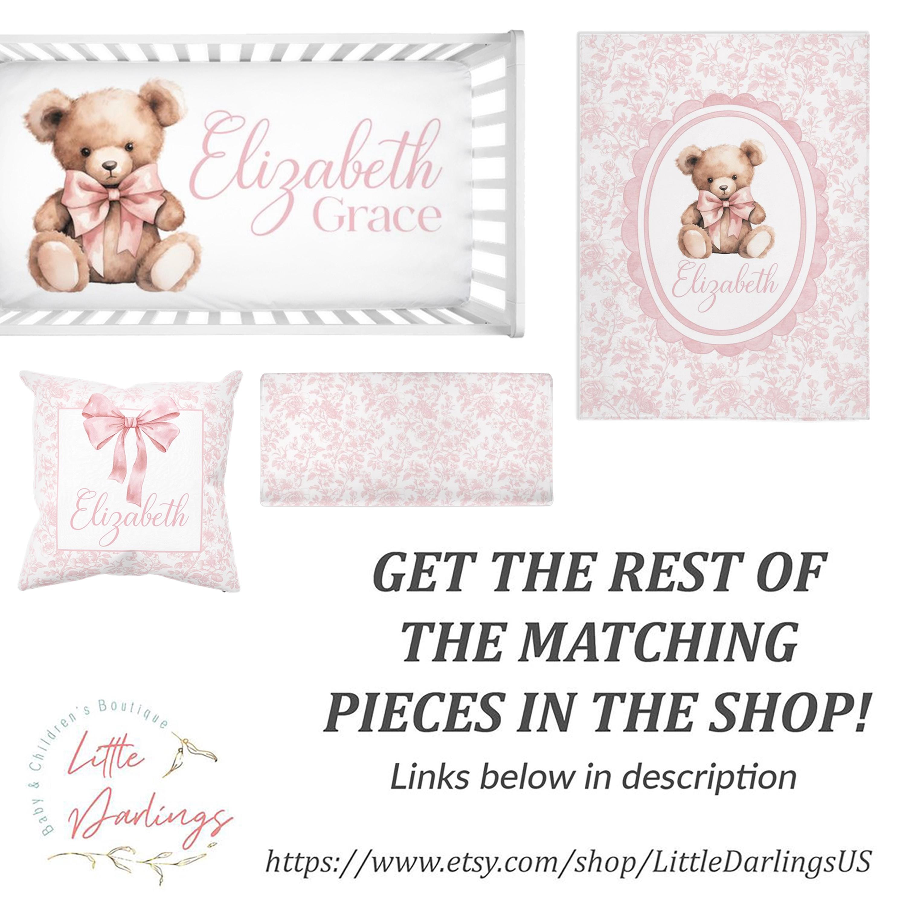 Pink Toile Crib Sheet, Toile De Jouy, Baby Girl Bedding, Pink Floral ...