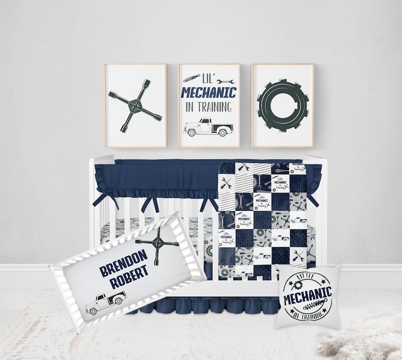 Blue Mechanic Baby Blanket Baby Boy Blanket Mechanic Crib - Etsy