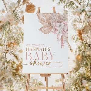 Boho Baby Shower Welcome Sign, Baby Shower Sign Girl, Floral Boho Baby ...