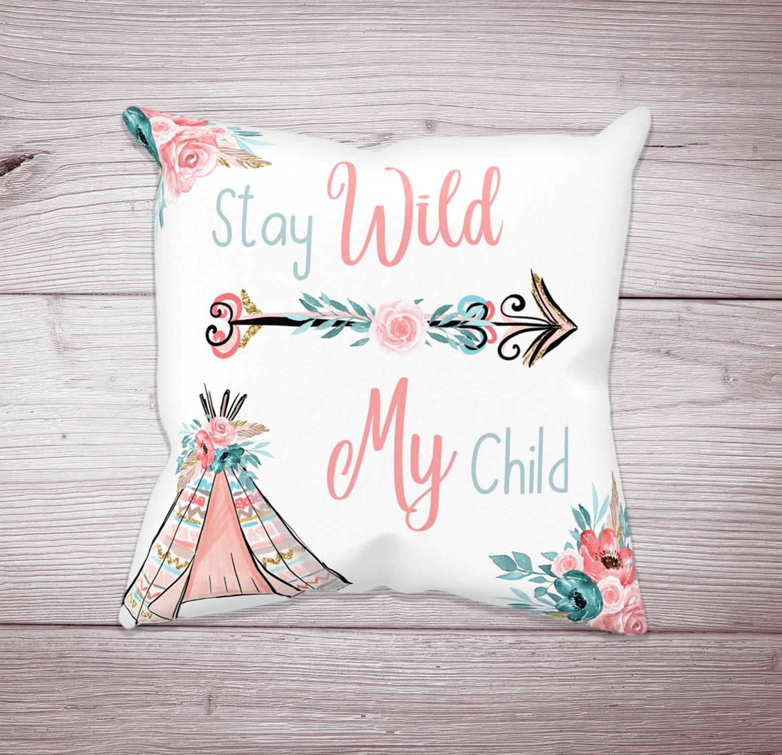 Boho Crib Bedding Set Baby Girl Crib Bedding Teepee Floral - Etsy