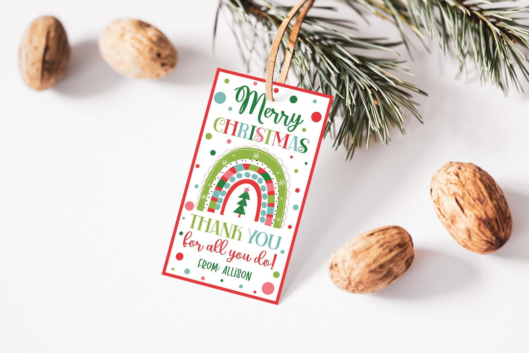 Merry Christmas Thank You Tag, Editable Teacher Appreciation Tag ...