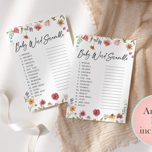 Wildflower Baby Shower Games Bundle, Boho Baby Shower Games Printable ...