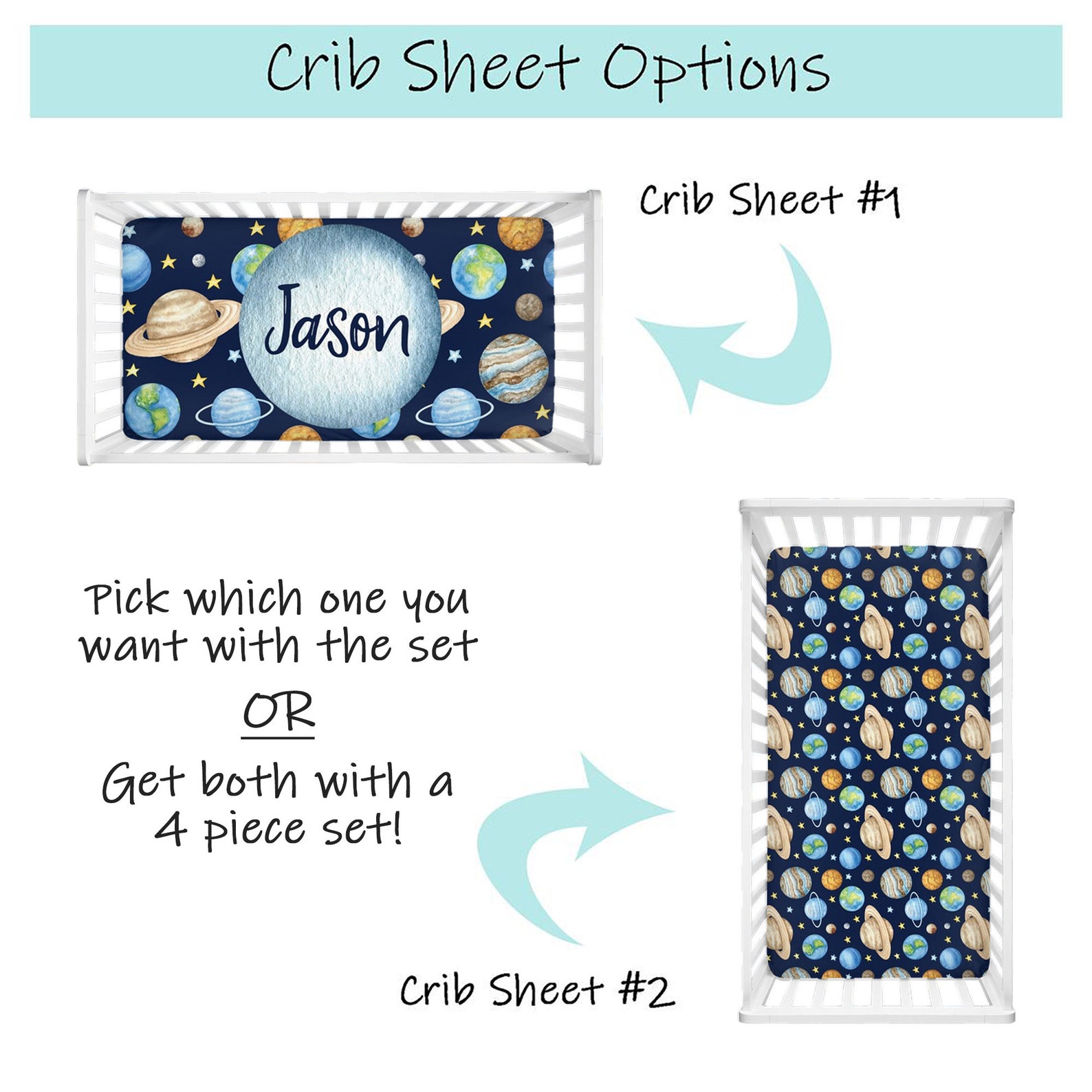 Space Crib Bedding Set Space Nursery Baby Boy Crib Bedding | Etsy